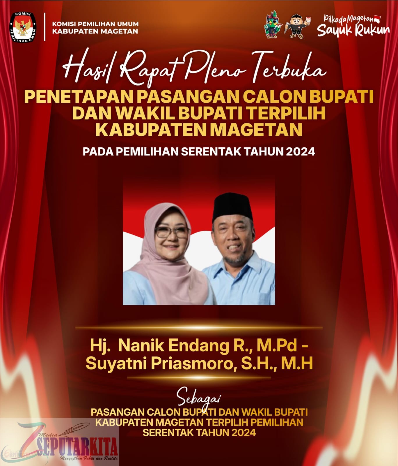 KPU Magetan Resmi Tetapkan Paslon 01 Sebagai Bupati Terpilih Pilkada 2024 - Media Seputar Kita
